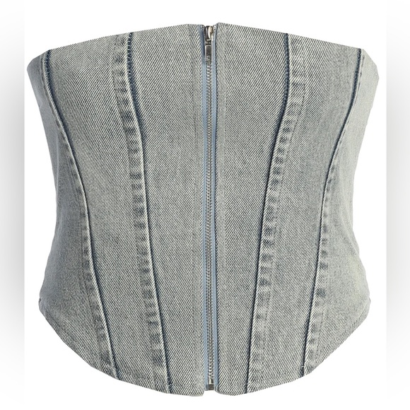 JLUXLABEL | Tops | Jlux Label Nat Liv X Jluxlabel Light Wash Denim Lisbeth Corset | Poshmark